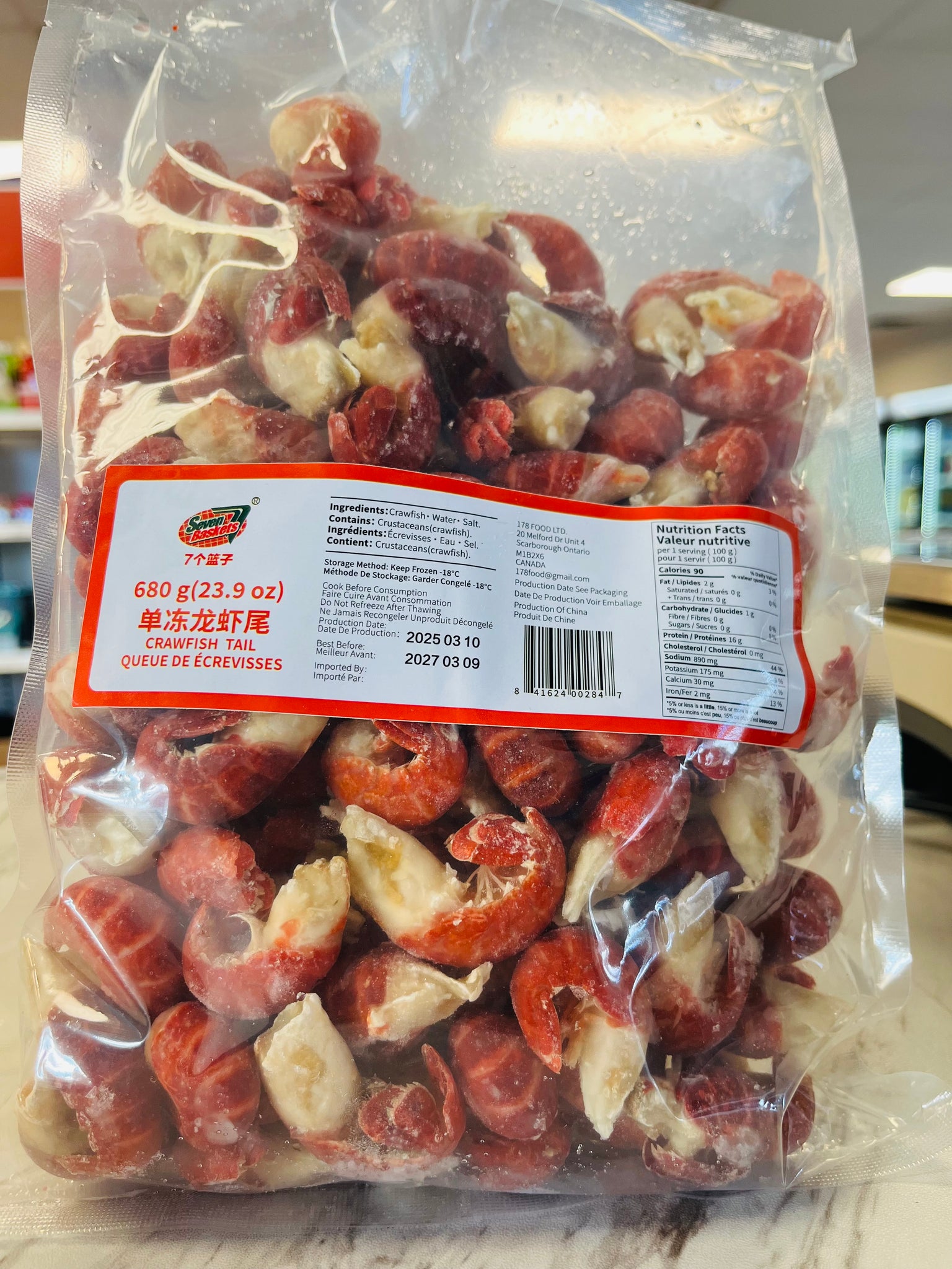 Seven Baskets Frozen cooked crawfish tails 680g – Panda Foods