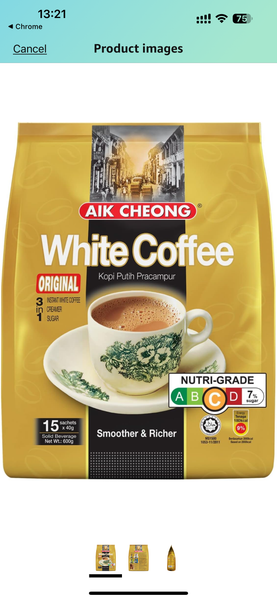 Aik Cheong Original White Coffee 15 Sticks (600G) – Panda Foods