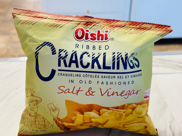 Oishi — Ribbed Cracklings Salt & Vinegar 猪皮脆片 (盐醋味) — 50g – Panda Foods